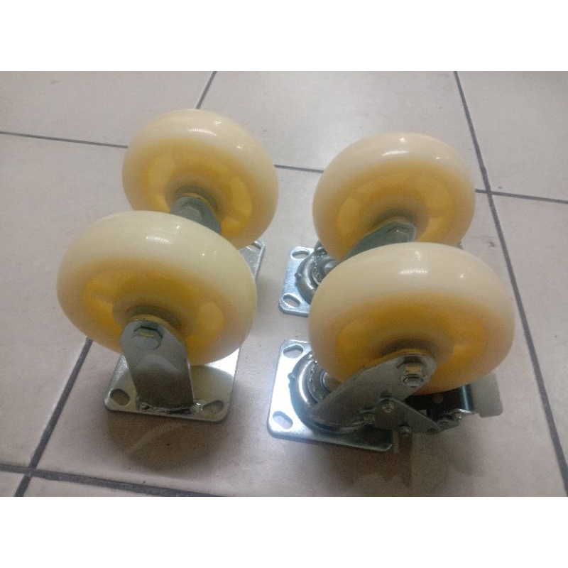 Jual roda troli/troley / roda grobak / roda nilon 6inch 2 rem 2 mati ...