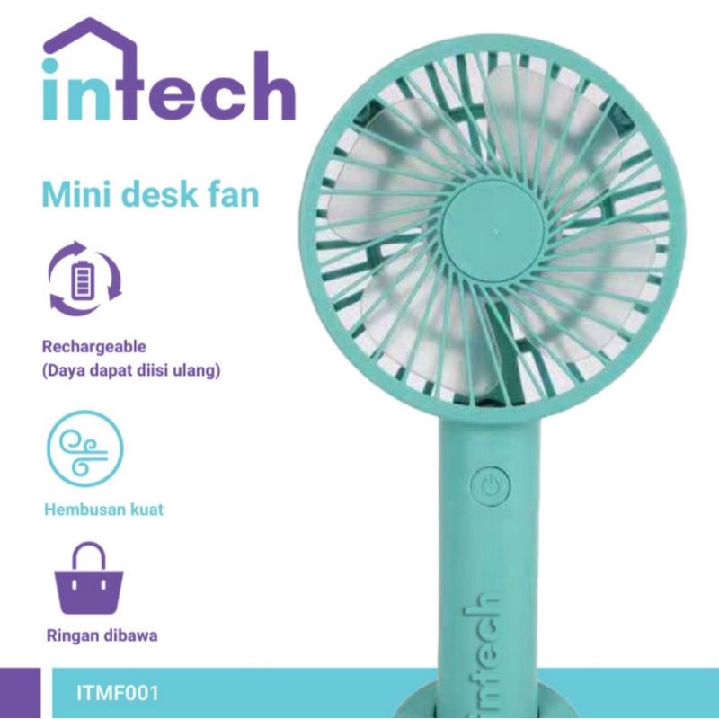Jual Intech Mini Desk Fan Kipas Angin Portable Rechargeable | Shopee ...
