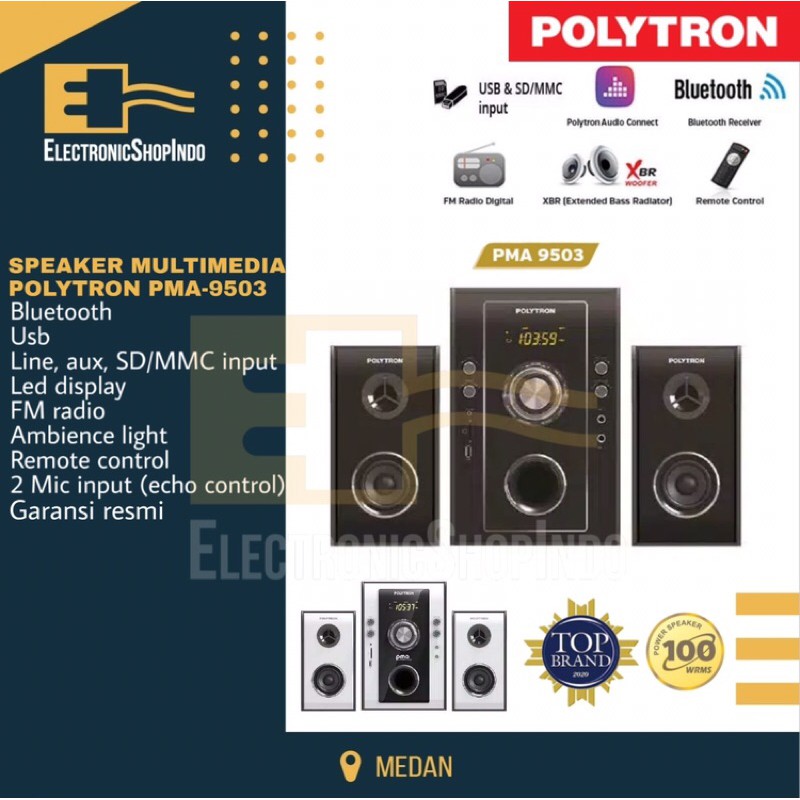 Jual speaker multimedia POLYTRON PMA 9503 speaker bluetooth radio karaoke | Shopee Indonesia
