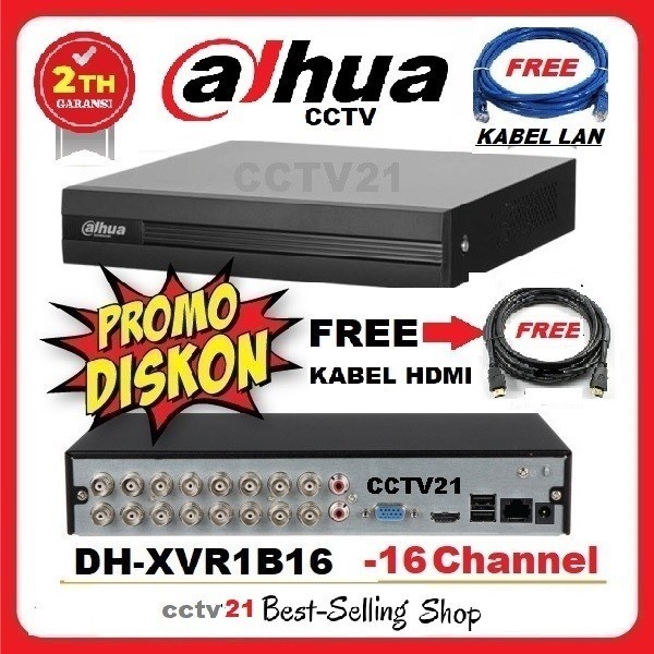 Jual DVR 16 Ch Dahua 2MP DH-XVR1B16-I Free Kabel HDMI+Kabel Lan Free 1 Tas Batik Garansi 2Tahun ...