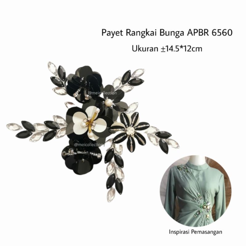 Jual payet rangkai leher pinggang bunga mutiara KOMPILASI warna hitam ...