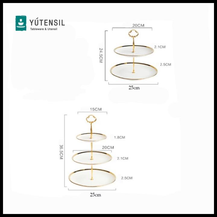 Jual Cake Tier Susun Gold Emas / Piring Kue Keramik Tingkat / Cake Stand | Shopee Indonesia
