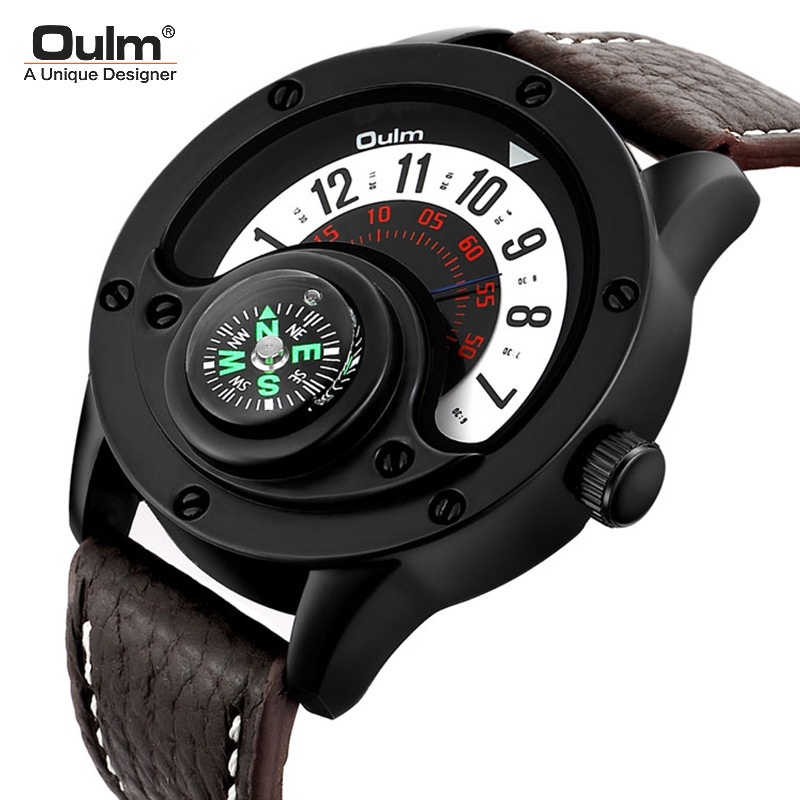 Jual Oulm 2022 Baru Kulit Asli Jam Tangan Pria Quartz Watch Fashion ...