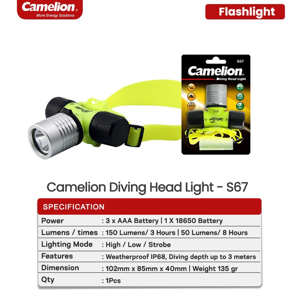 Jual Camelion Senter Kepala Selam S67 - Camelion Senter Diving Selam ...