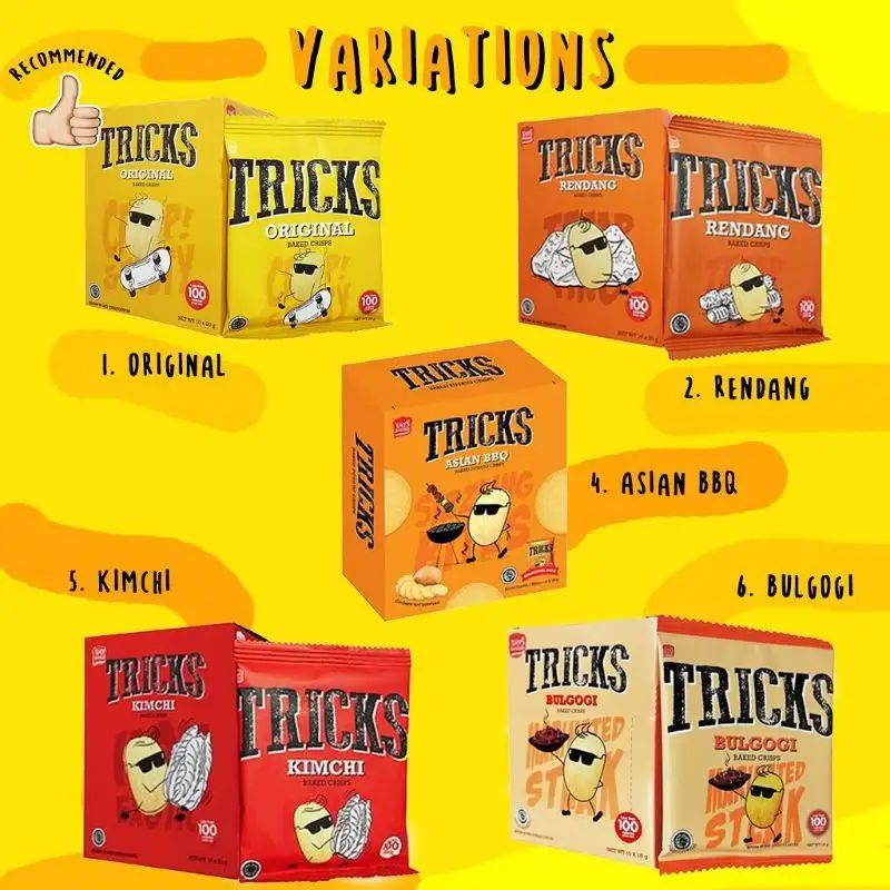 Jual TRICKS Baked Potato Crisps All Variant isi 10 Pcs x 18g | Shopee ...