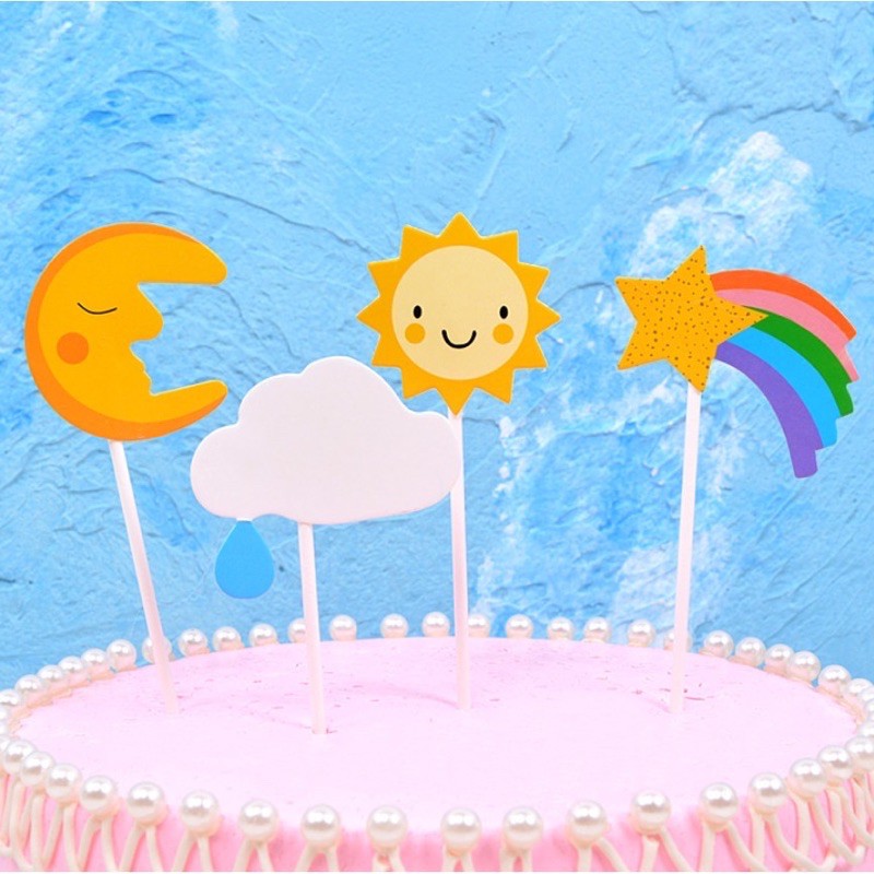 Jual Weather Cake Topper Set/Hiasan Kue Bentuk Awan/Pelangi/Matahari ...