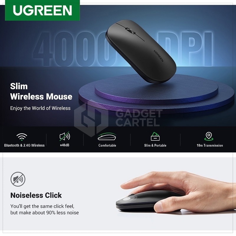 Jual GADGET CARTEL - UGREEN 90318 PORTABLE WIRELESS SILENT MICE MOUSE ...