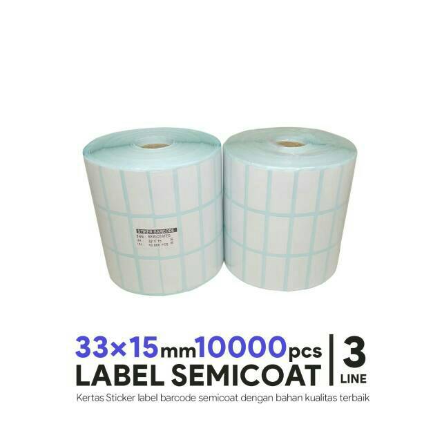 Jual Label Barcode Semicoat 33x15mm 3line 10.000 Kertas Stiker Label ...