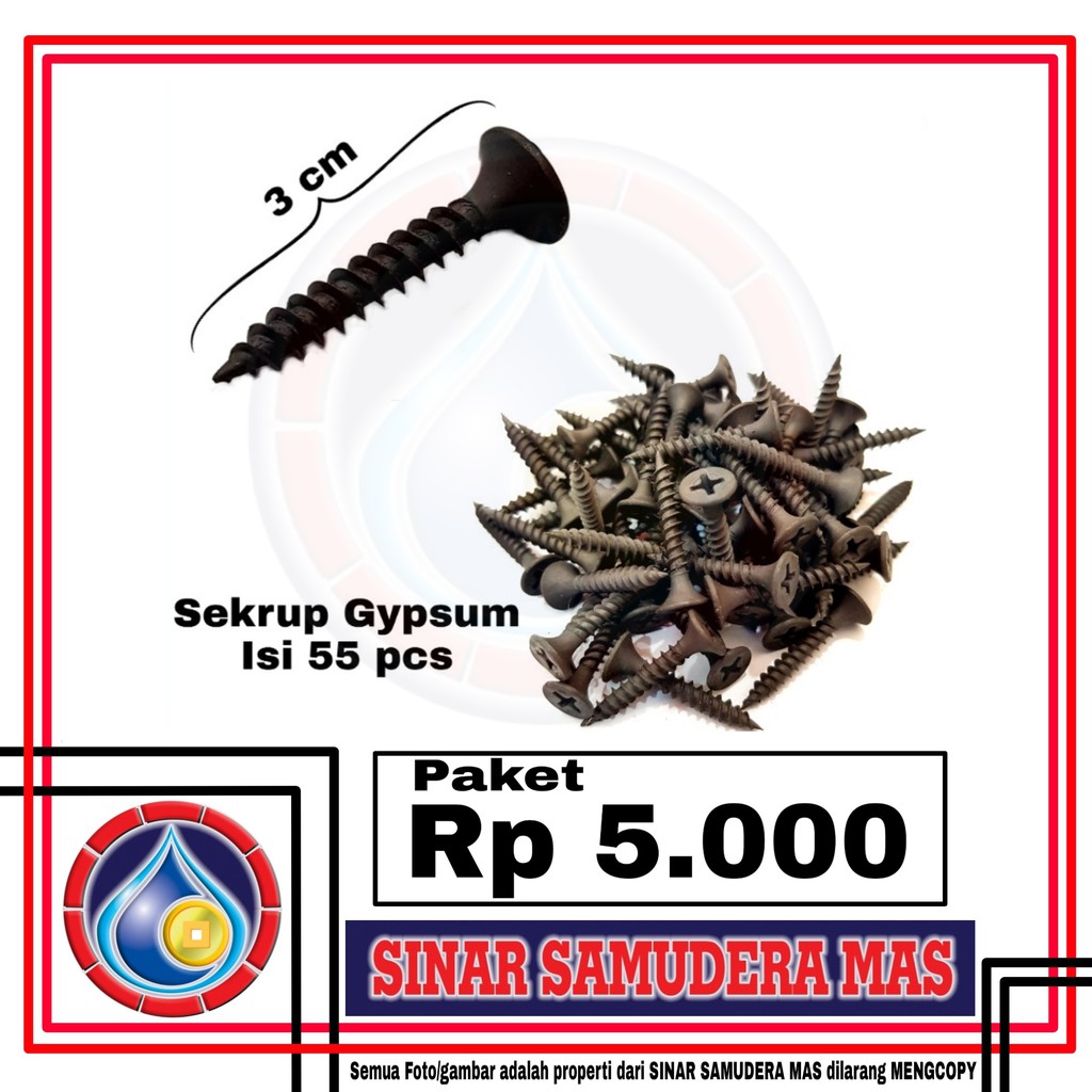 Jual PAKET Rp 8000 sekrup gypsum 6x1.25 in isi 55 pcs - skrup wall ...