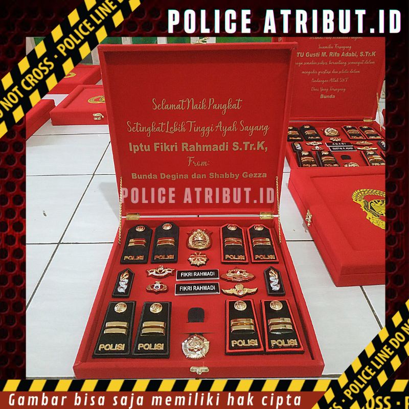 Jual Pangkat Iptu Perwira Polisi PDH PDU Set Box ucapan Sablon Promo ...