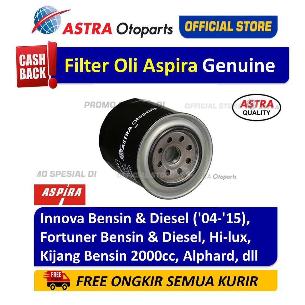 Jual Filter Oli/ Oil Filter Aspira INNOVA BENSIN & DIESEL ('04-'15 ...