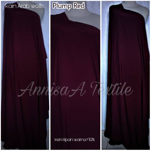 Jual Kain arab kain gamis kain abaya wolfis woolpeach plump red merah ...