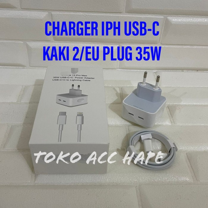 Jual CHARGER 1 Set ADAPTOR & KABEL 35W KAKI 2 USB-C TO LIGHT-NIING Utk ...