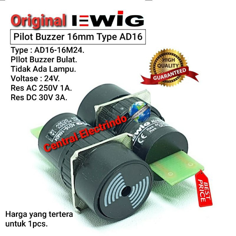 Jual Pilot Buzzer Bulat EWIG 16mm 24V AD16-16M24. | Shopee Indonesia