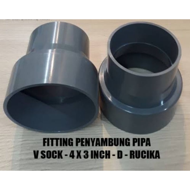 Jual fitting sambungan reducer vsock pipa pvc rucika D 4inch x 3inch ...
