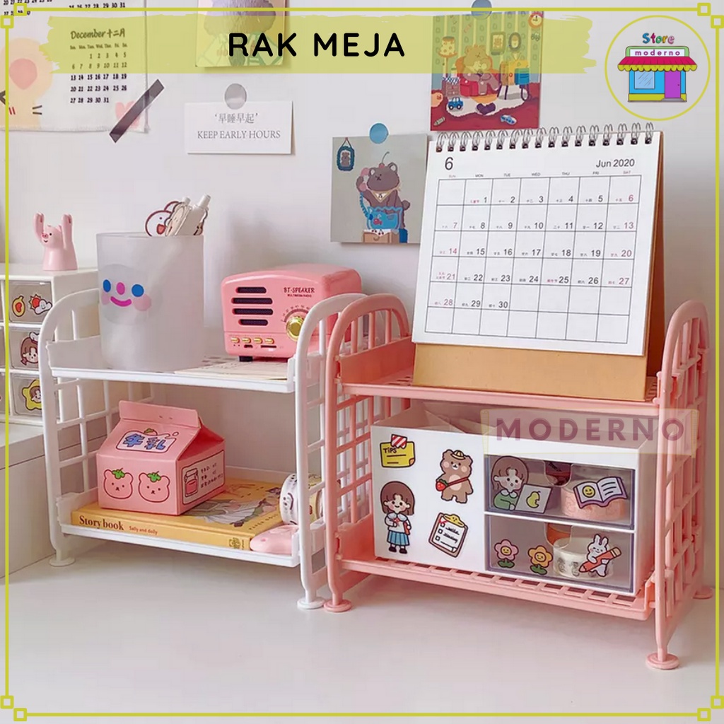 Jual Rak ATK Meja Kantor Tempat Aksesoris Make Up Rak Mini Plastik 2 ...