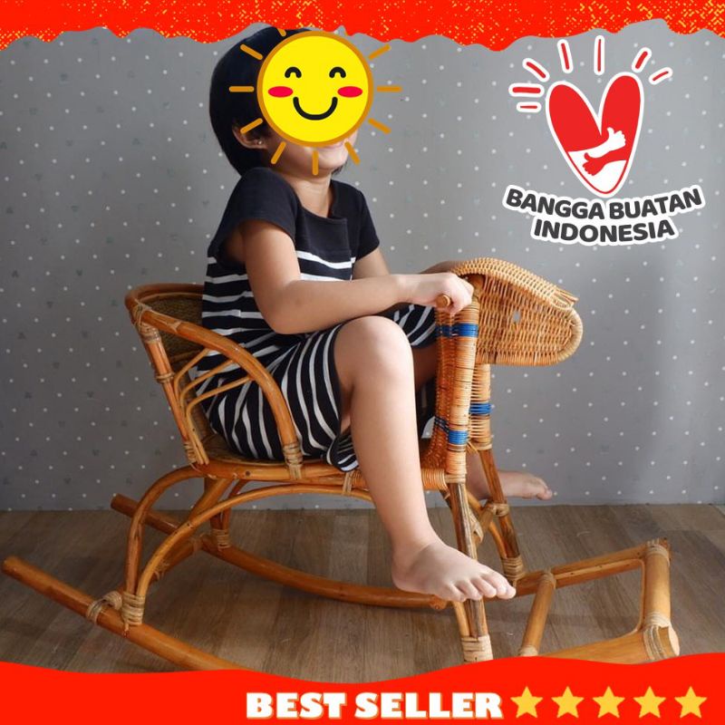 Jual Kursi KUDA goyang rotan anak PLUS Jok busa Empuk sale | Shopee ...