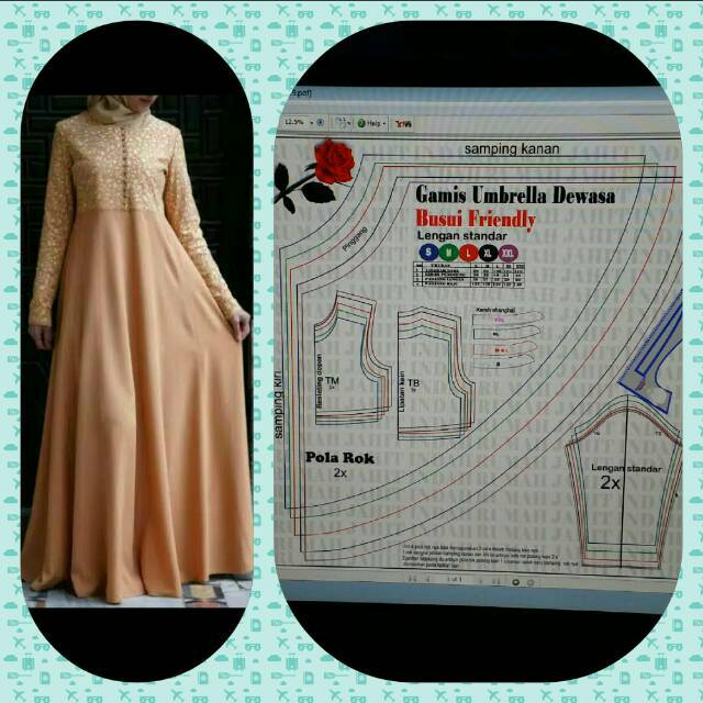 Jual Pola Gamis Dewasa model Umbrella BUSUI FRENDLY lengan standar SIZE ...