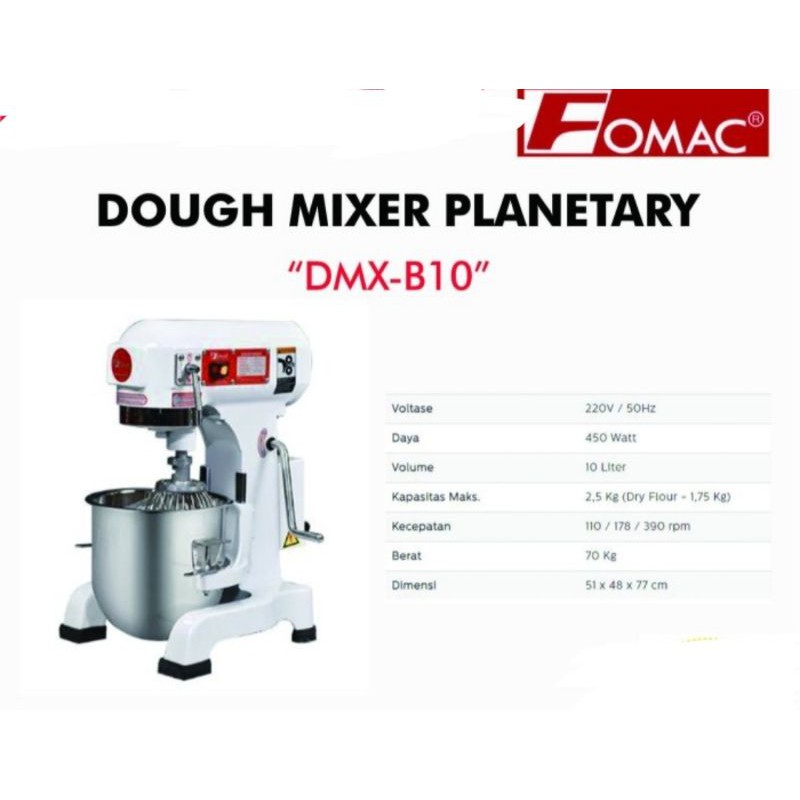 Jual Mesin MIXER Adonan Tepung Dough Mixer 10 Liter FOMAC B10 / Alat ...