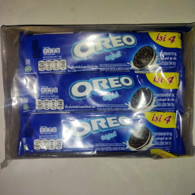 Jual BISKUIT OREO VANILA SACHET ISI 3 456g (12x38g) MONDELEZ | Shopee ...