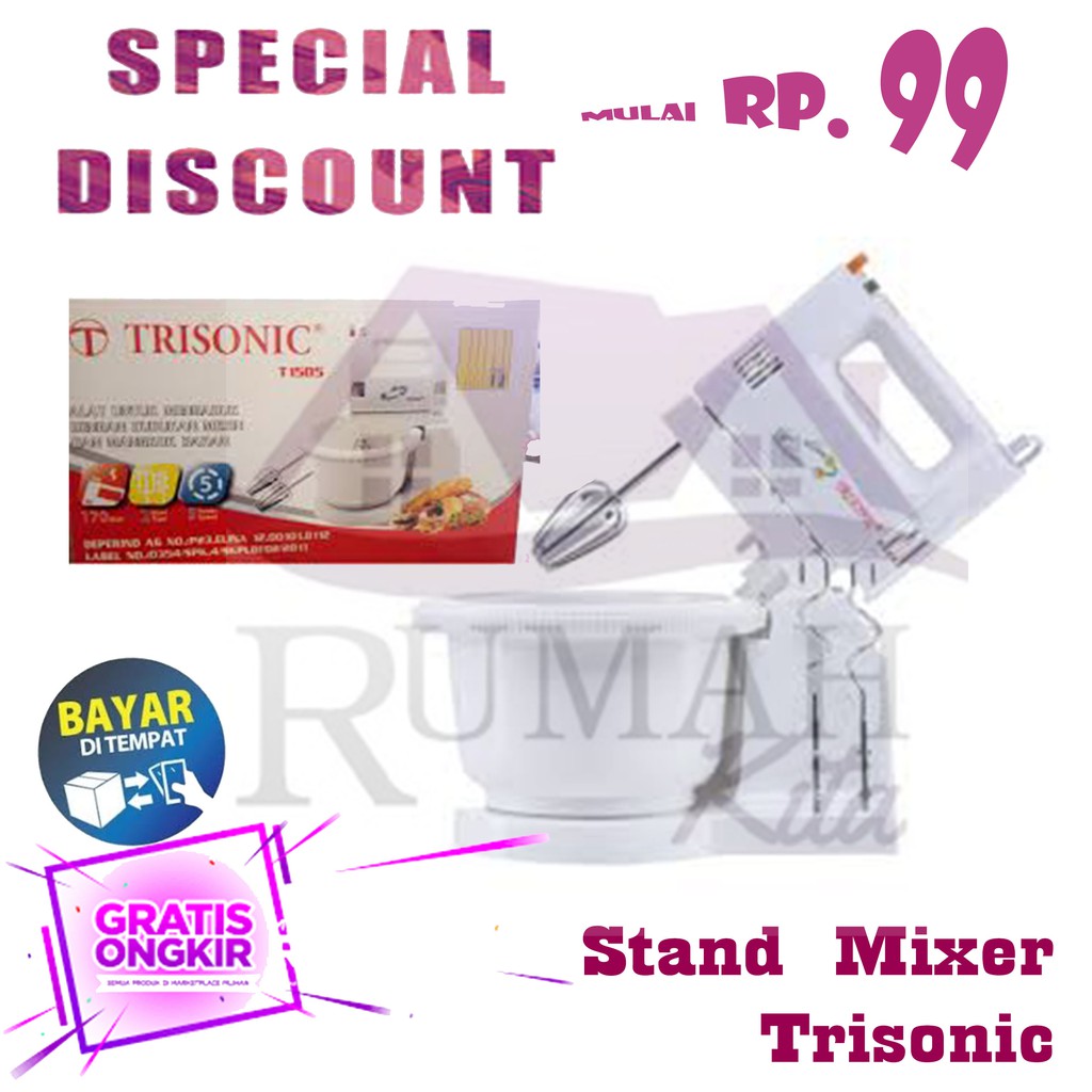 Jual Stand Mixer Trisonic T-1505 Mixer | Mixer Duduk Mangkok Mesin ...