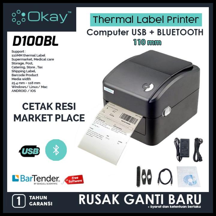 Jual Printer Barcode Thermal Label Pengiriman Sticker A6 110Mm Okay ...