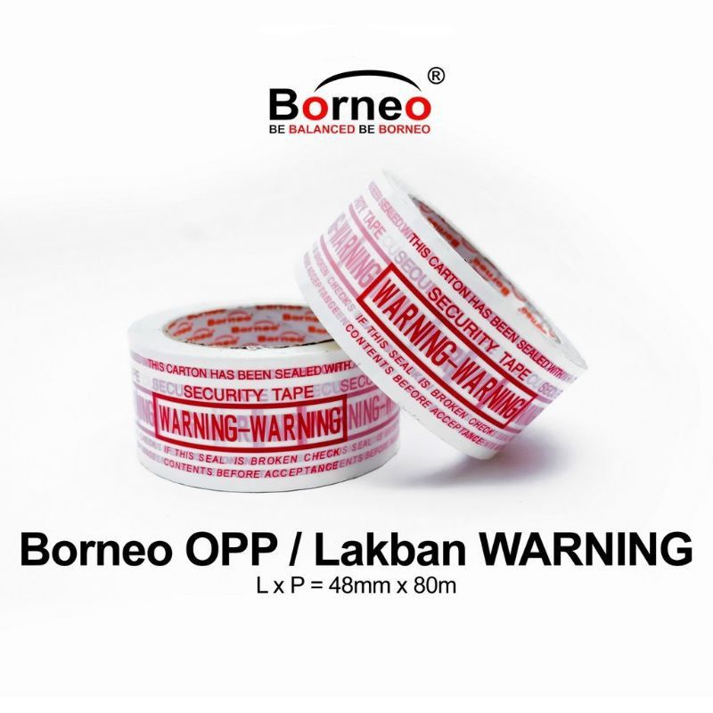 Jual Lakban Isolasi Borneo OPP Tape putih JANGAN DIBANTING / WARNING ...