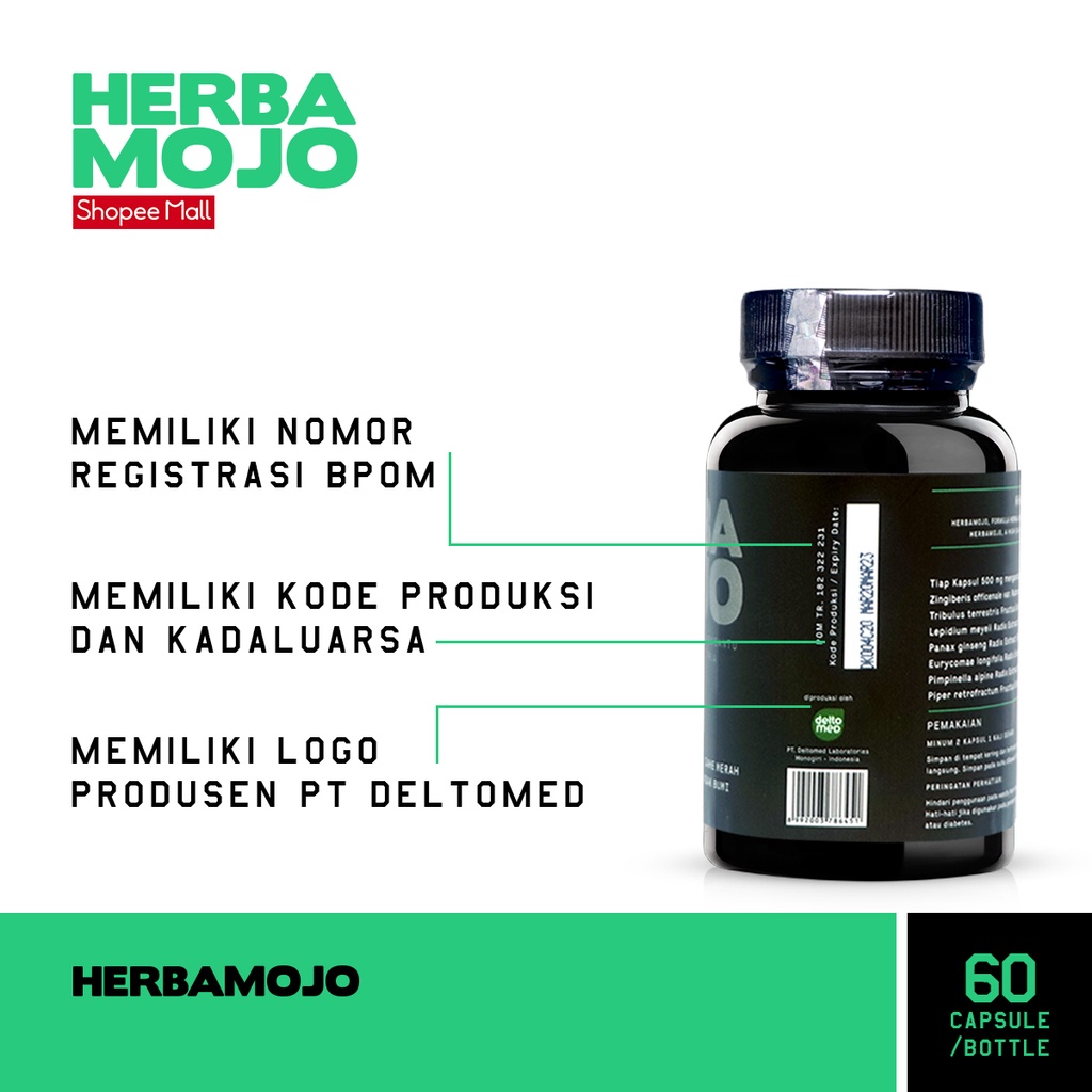 Jual Herbamojo Suplemen Herbal Vitalitas Stamina Pria - 30 Kapsul ...