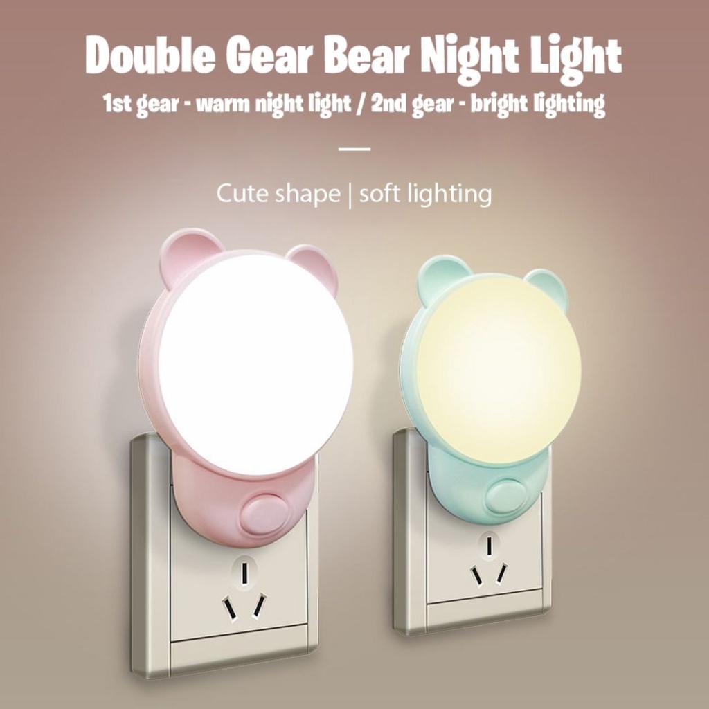 Jual Kokomi Lampu Tidur Anak Karakter Beruang Colokan Lampu Malam LED ...