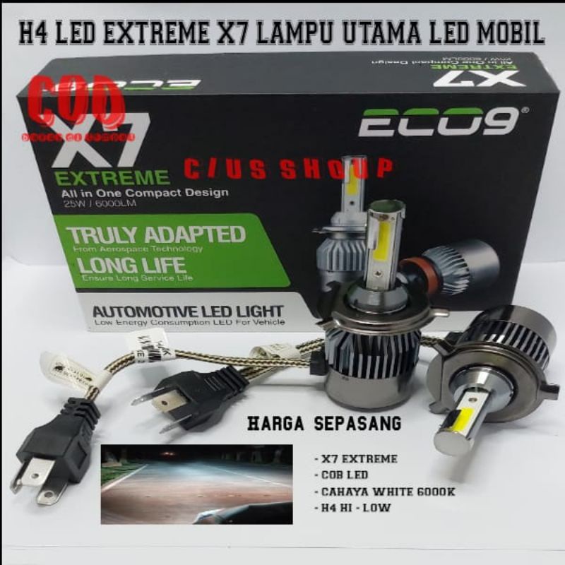 Jual LAMPU LED HEADLAMP FOGLAMP MOBIL H4 H11 H7 HB3(9005) HB4(9006) X9 ECO9 3 WARNA PUTIH ...