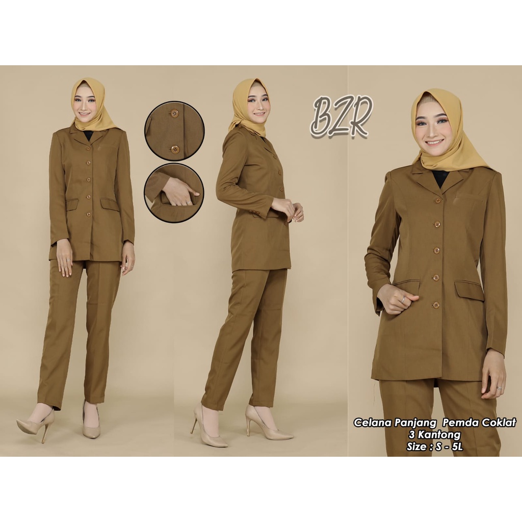Jual BAJU SERAGAM KERJA PEMDA KHAKI PNS ASN GURU STELAN CELANA K3 | Shopee Indonesia