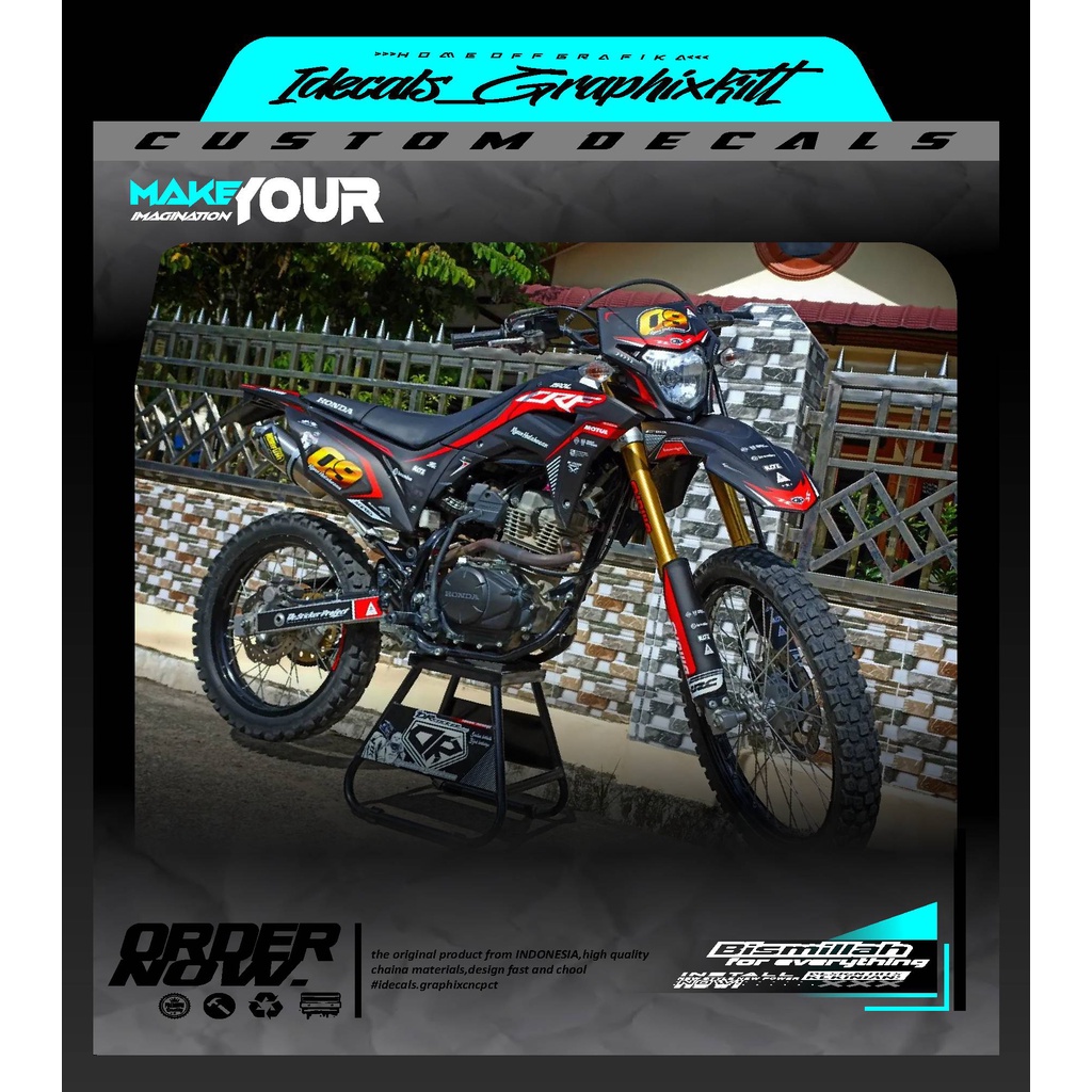 Jual 00294 sticker decals fullbody honda crf 150L tema garis merah simpel bebas custom | Shopee ...