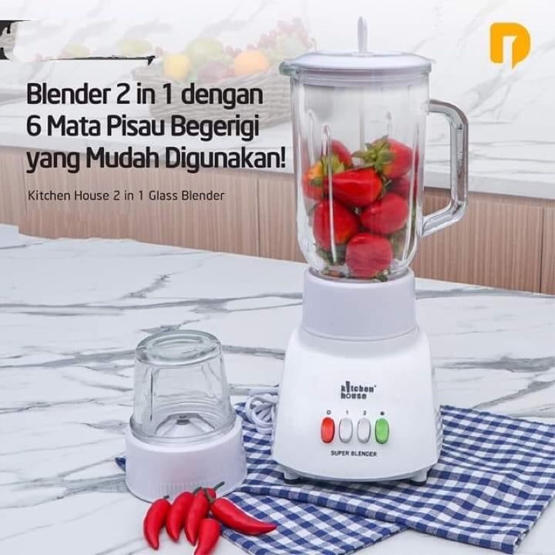 Jual Kitchen House 2 in 1 Glass Blender / Paket Blender | Shopee Indonesia