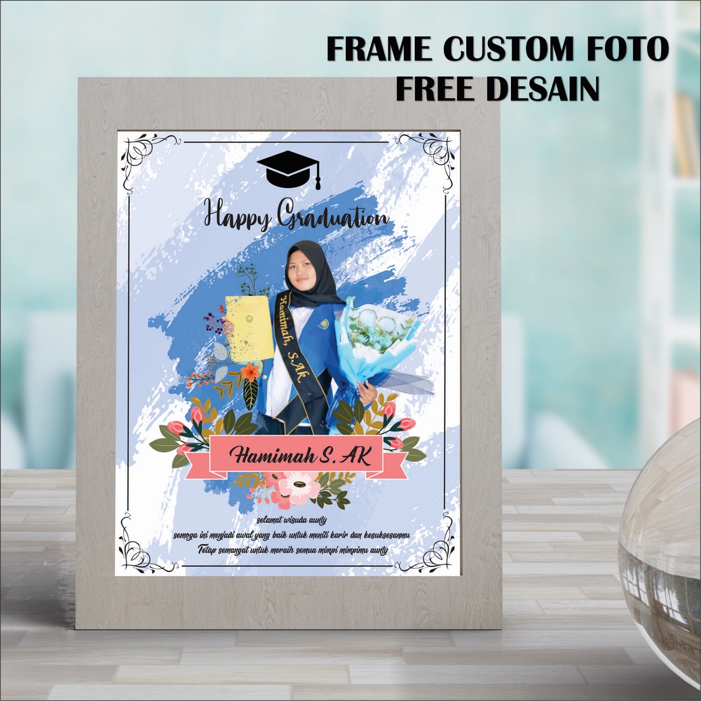 Jual [ Desain + Cetak + Bingkai ] Custom Kado Hadiah Ulang Tahun, Graduation, Wisuda ...