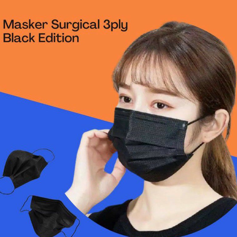 Jual Masker hitam 3PLY KEMENEKES masker 3PLY hitam medis masker black ...