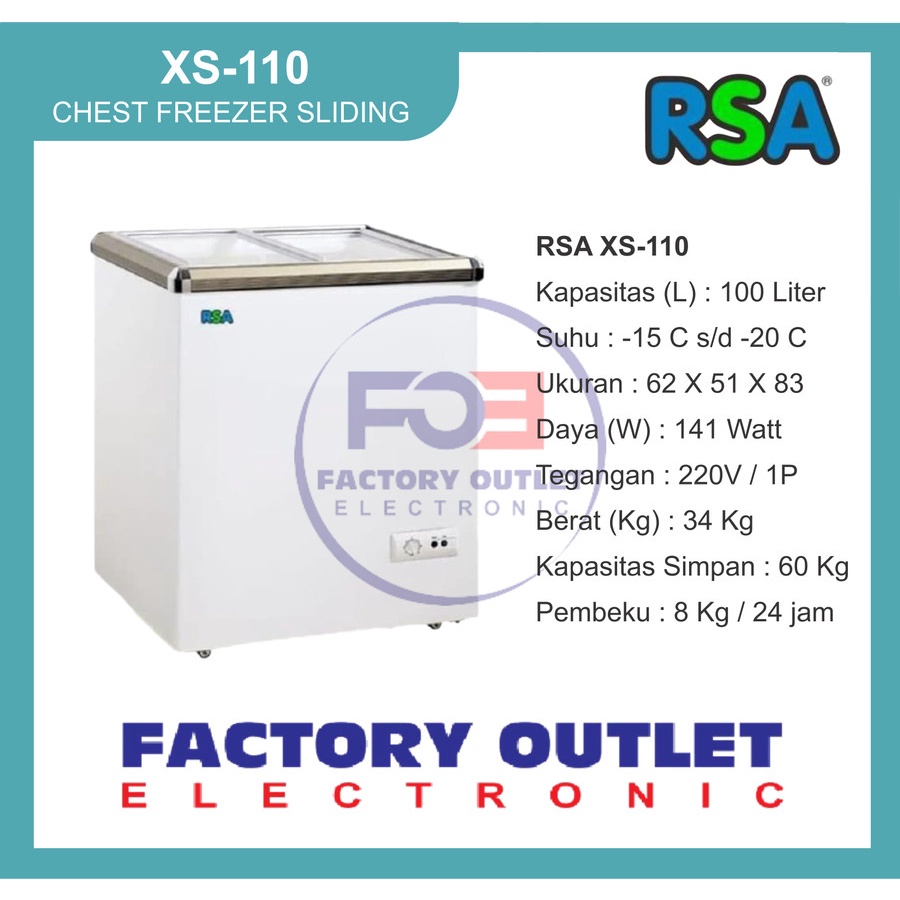 Jual RSA XS 110 CHEST FREEZER BOX SLIDING 100 L ONLY JABODETABEK ...