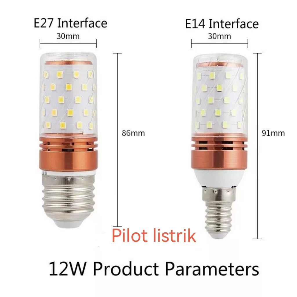 Jual Lampu Candle LED E27 Dan E14 3Warna 12W/Putih+WW+K dan K+B+ungu | Shopee Indonesia