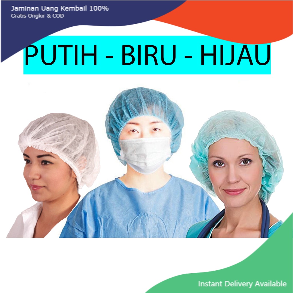 Jual HairNet 50 Pcs Penutup Kepala Rambut Head Mob Surgical Shower ...