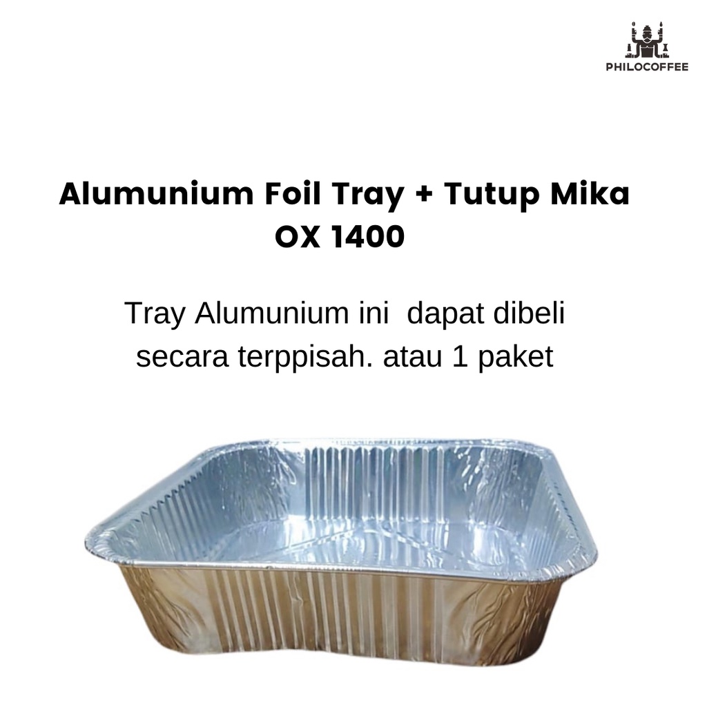 Jual Alumunium Foil Tray + Tutup Mika OX 1400 | Wadah Makaroni Microwave | Shopee Indonesia