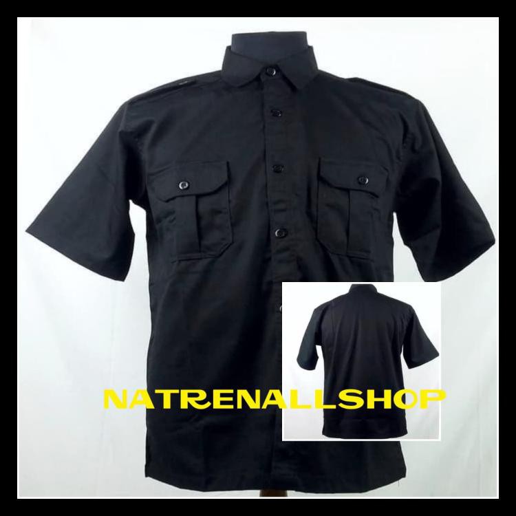 Jual Kemeja Seragam Kerja Pns Baju Pdh Lengan Pendek Polos Pangkat Hitam Xl Berkualitas