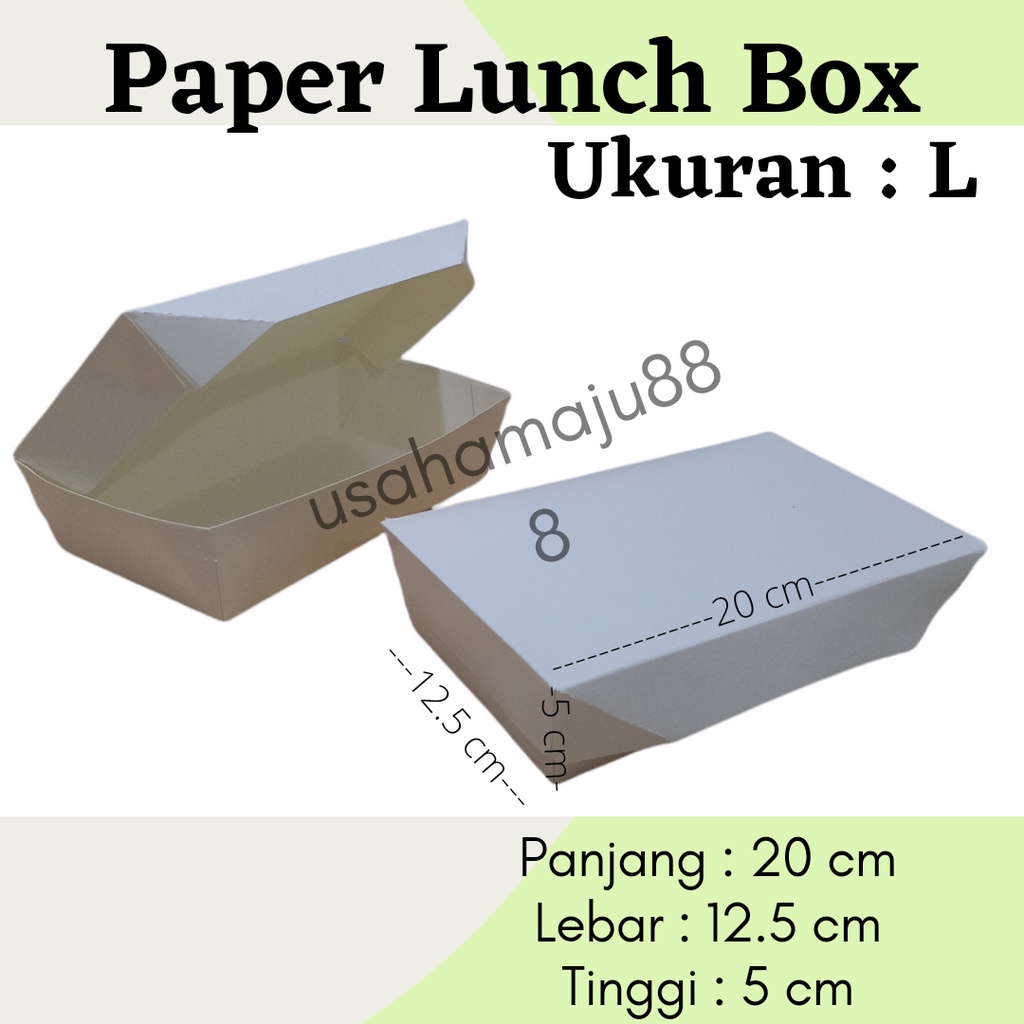 Jual 50pcs Paper Lunch Box Ukuran L FoodGrade kemasan Makanan Kotak ...