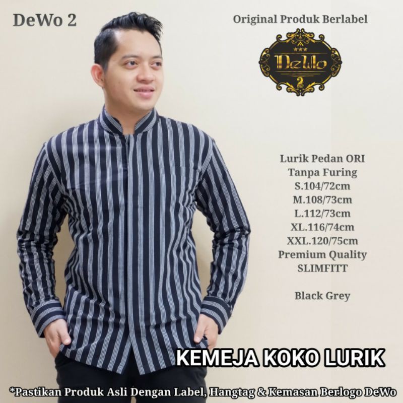 Jual Kemeja Lurik Lengan Panjang Pria Lurik Pria Black Grey Lengan ...