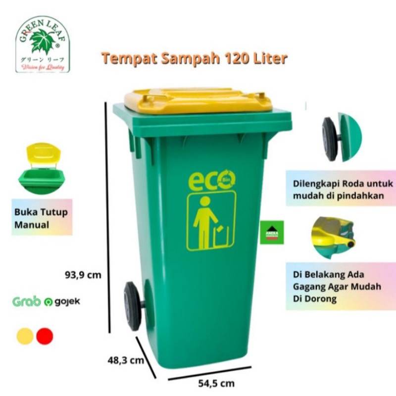 Jual tempat sampah 120 liter greenleaf eco 9961 dustbin | Shopee Indonesia