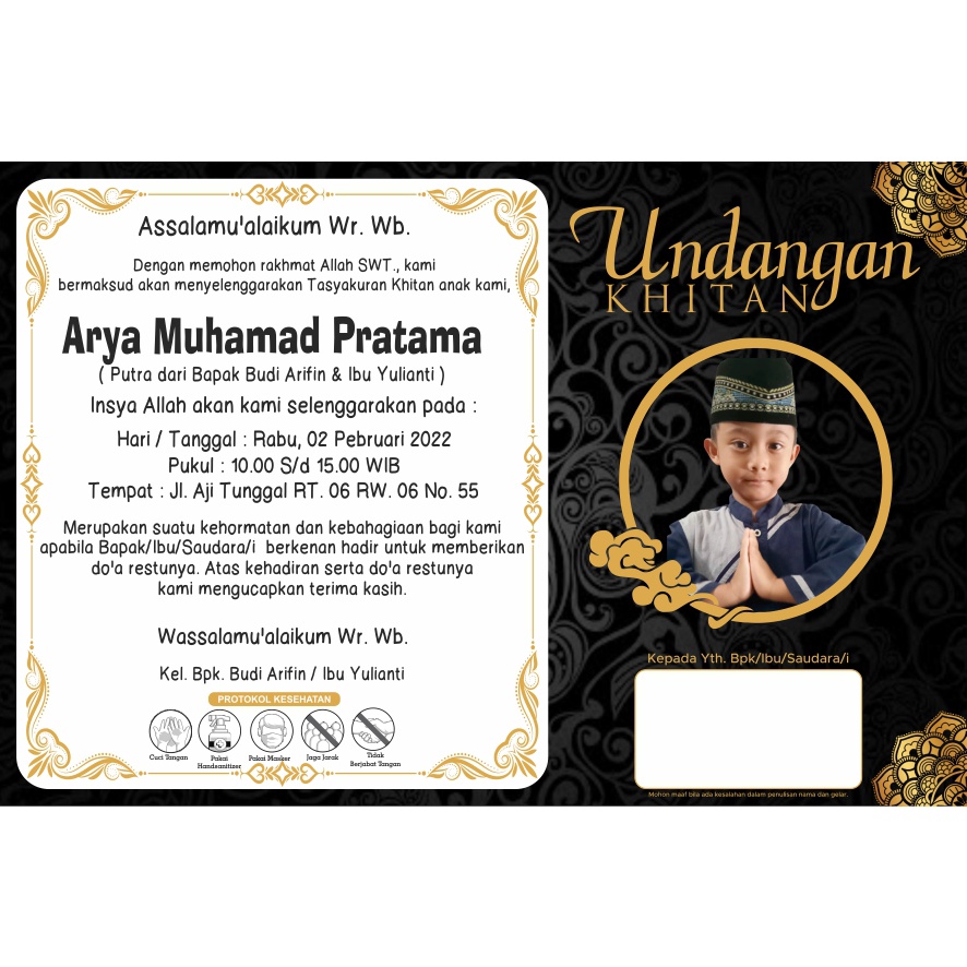 Jual UNDANGAN KHITAN FULL CUSTOM - CETAK UNDANGAN | Shopee Indonesia