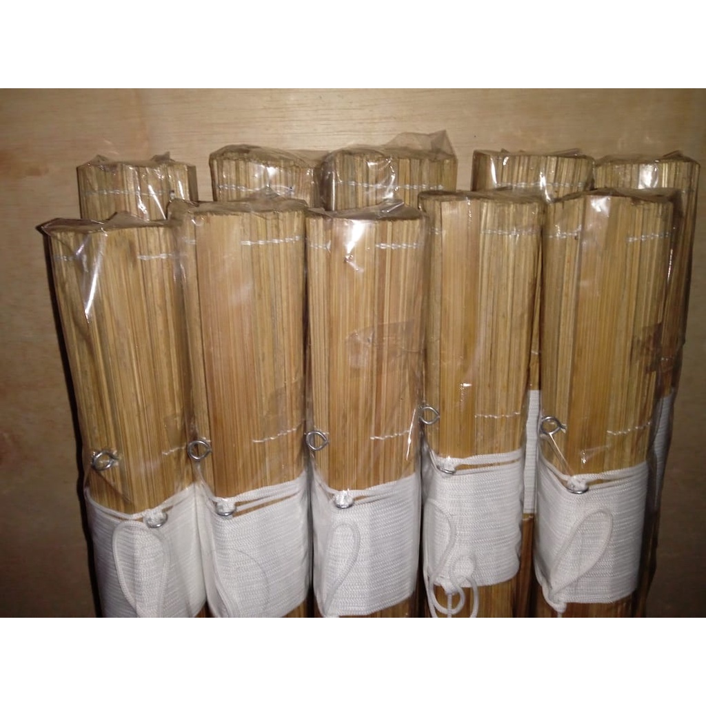 Jual Kerey Tirai Bambu gulung 50cm X 100cm set katrol dan tarikan warna ...