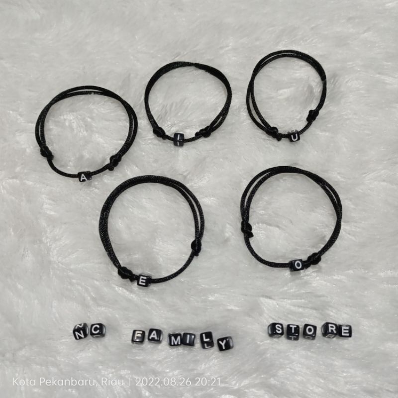 Jual Gelang Nama Inisial Huruf/Gelang Hitam Vintage Kekinian by Nc ...