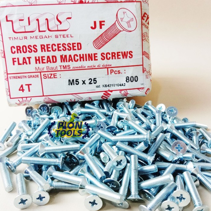 Jual 20 pc MACHINE SCREW JF 5x25 PUTIH Kepala Flat Baut Obeng Verseng ...