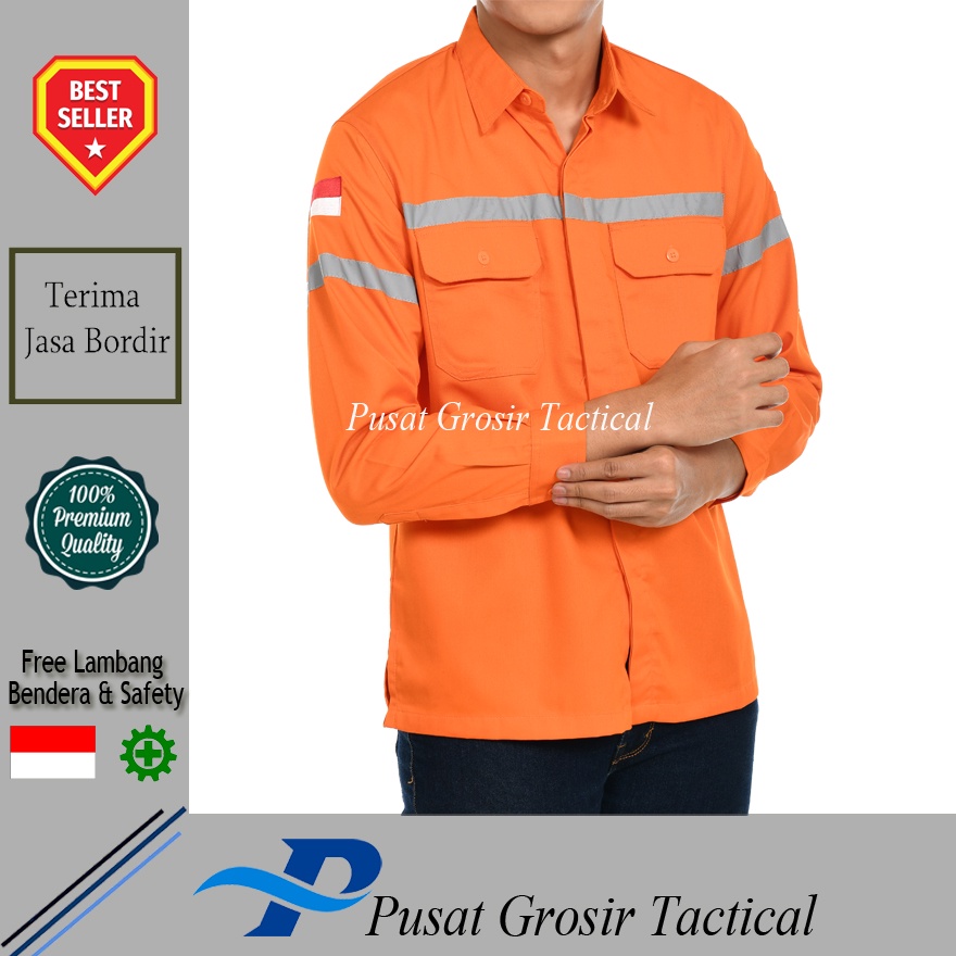 Jual Baju Kemeja Pria Lapangan Safety Pdl Proyek Kemeja Lengan Panjang Tactical Taktikal Wearpak