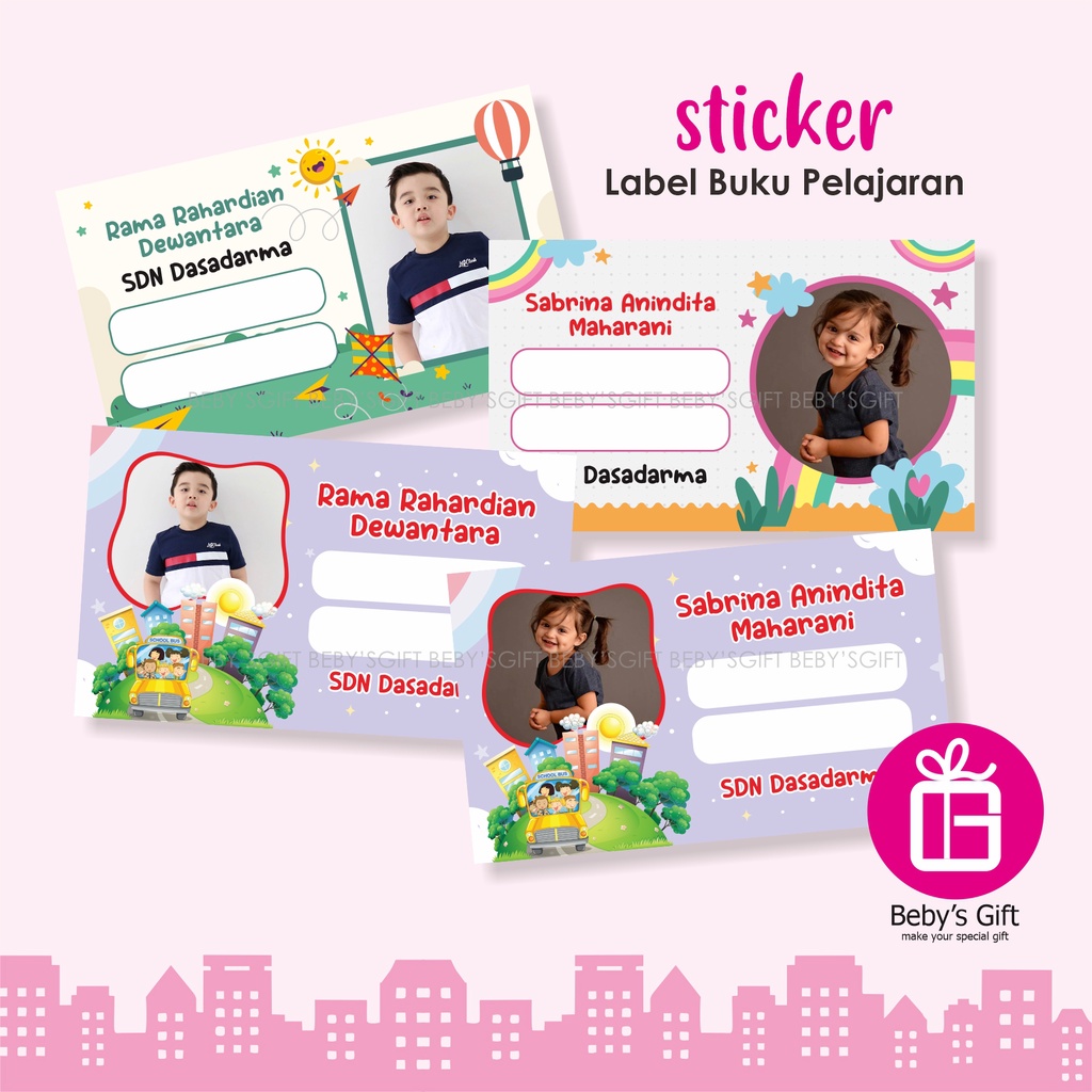 Jual Stiker Label Buku Pelajaran Anak Custom Nama dan Foto Sticker ...