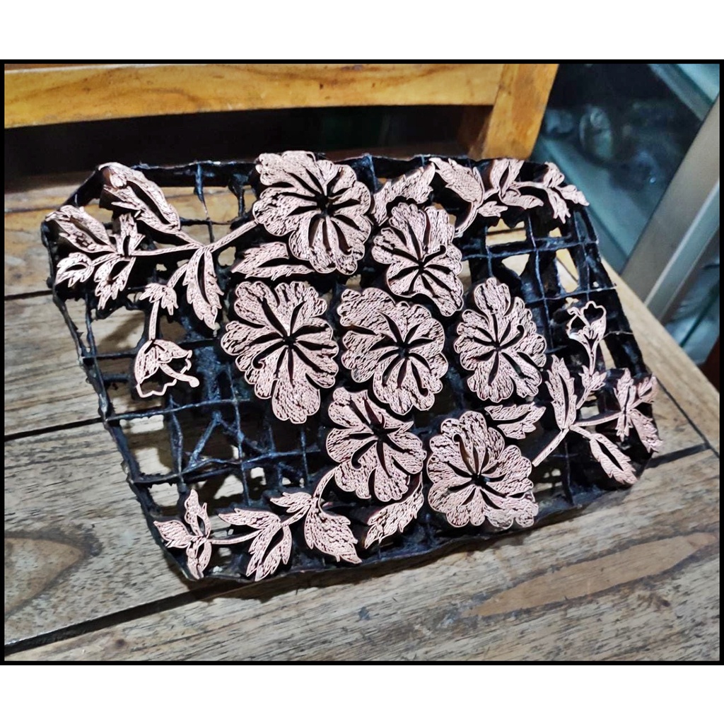 Jual Guna Cap Batik Bahan Material Tembaga Kuningan Motif Bunga ...